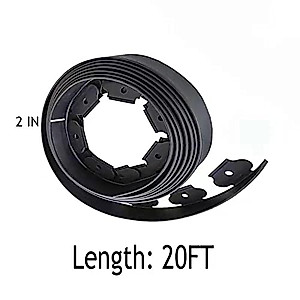 Landscape Edging; 20ft No Dig Garden Edging with 20 Stakes for Lawn ,Flower Garden ,Grass,The Yard,Lawn Edging 2 Inch Tall(Black, 20FT)