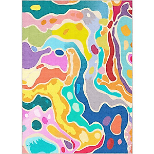 Well Woven Crayola Whimsy Waves Color Mix 8' x 10' Area Rug - Vibrant Multi Color - for Living Rooms, Dining Rooms, and Bedrooms