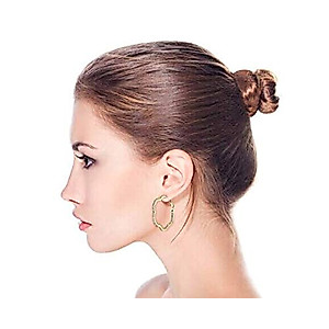 Flower Shaped Pave CZ Cubic Zirconia Large Clover Hoop Earrings Hoop Earrings For Women 14k Yellow Gold Plated Brass 1.5 Inch Diameter