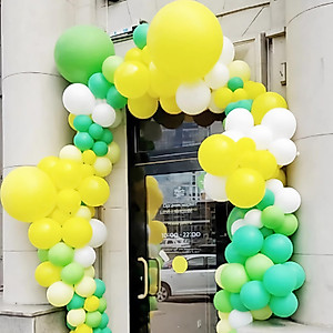 Green and Yellow Balloons, 12 Inch Matt Green Yellow White Yellow Green Confetti Balloons Latex Balloons Helium for Birthday Party Graduation Class of 2024 Tractor Party Decorations