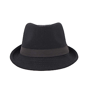 Unisex Timelessly Classic 20s Trilby Fedora Hat Men Women Short Brim Panama Jazz Cap Manhattan (A-Black)