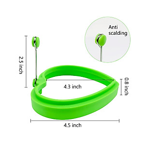YOLCAR Food Grade Silicone Egg Rings, 4 Pack Egg Ring Molds for Cooking, Non-stick Fried Egg Rings(Multicolor, Heart-shaped)