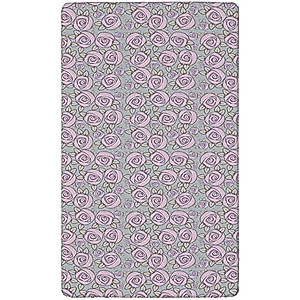 Rose Themed Fitted Crib Sheet,Standard Crib Mattress Fitted Sheet Ultra Soft Material-Great for Boy or Girl Room or Nursery,28“ x52“,Blue Grey Pale Taupe