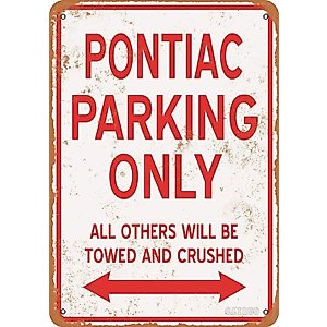 CAIRUO Tin Sign Pontiac Parking Only Vintage Look 8 X 12 Metal Signs for Home Garden Bar Cafe