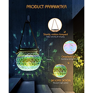 Beedove Solar Lantern, 2 Pack Outdoor Lantern Solar Lights, Waterproof Garden Patio Pathway Decor, Glass Lanterns Outdoor Decorative Hanging, Auto Turn ON/Off Garden Lights Decor for Yard Patio Lawn