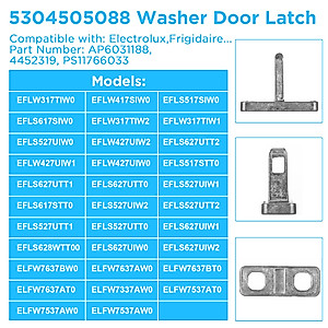 5304505088 Washer Door Latch for Electrolux Frigidaire Washer Parts & Accessories, 5304505088 Washer Door Strike Replacement 4452319,PS11766033,AP6031188 (2 Pack)