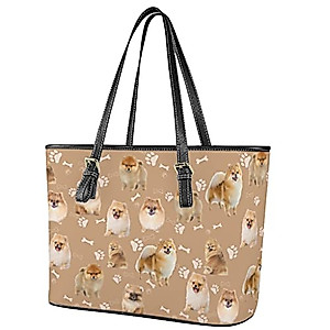 Pomeranian Womens Bag Handbag Top Handle Bag Handbags For Travel Work white Large