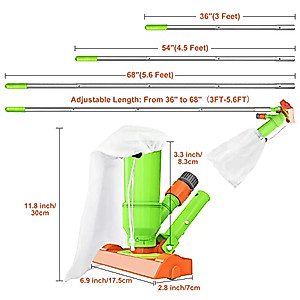 PooLuck 2023 Newest 68" Portable Pool Vacuum Jet Underwater Cleaner W/Brush Bag, 4 Section 1.25" Pole of Hand Held Portable Vacuum Pool Cleaner (No Garden Hose) Pool Spa Jet Vac for Above Ground Pool