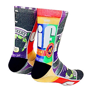 Kacolor Sox Mens Crazy Funny 3D Peanutbutter and Jam Print Pattern Sports Novelty Crew Tube Socks