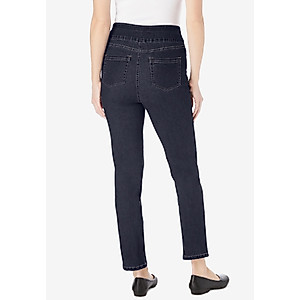 Woman Within Women's Plus Size Flex-Fit Pull-On Straight-Leg Denim Jean - 18 W, Indigo