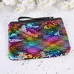 FENICAL Clutch Purse Sequin Wristlet Bag Flippy Handbag Small Evening Phone Purse for Women Girls Ladies (Colorful)