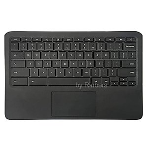Rinbers Laptop Black Palmrest Upper Case with Keyboard with Touchpad Assembly Replacement Part for HP Chromebook 11 G6 EE TPN-Q203 L14921-001 L14922-001 L92334-001