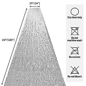 Hahuho Silver Carpet Runner for Party 2ft x 15ft Glitter Aisle Runner for Wedding Ceremony, Birthday, Banquet Decorations（2ft x 15ft, Silver）