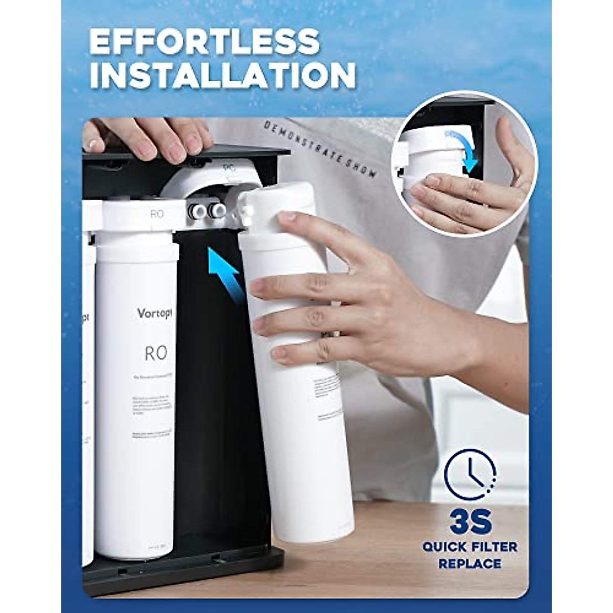 Vortopt Under Sink Reverse Osmosis System - 400 GPD Ro Water Filter System with Tank,Fast Flow, TDS Reduction,1.5：1 Pure to Drain, Water Filtration for Sink,USA Tech,Drinking Water Purifier,QR06