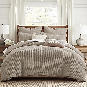 Levtex Home - Mills Waffle Beige Fawn Duvet Cover Set - King/Cal King Duvet Cover + Two King Pillow Cases - Beige Fawn Waffle Weave - Duvet Cover (106 x 94in.) and Pillow Case (36 x 20in.) - Cotton