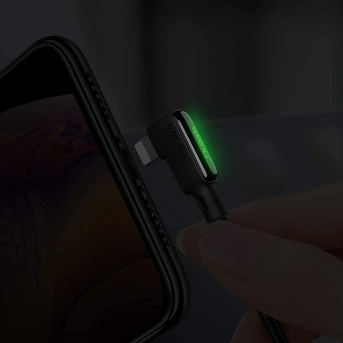 mcdodo [2 Pack] Anti Winding Cable, 90 Degree Retractable LED Coiled Cord Nylon Braided Sync Charge USB Data 6FT/1.8M Cable Compatible Phone 14/13/12/11 Pro Max XS/Max/XR/X/8//7/Pad/Pro/Air/2 More