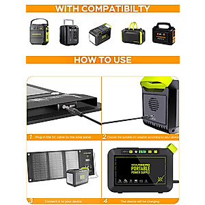 MARBERO Solar Panel 21W Foldable Solar Panel for Portable Power Station Solar Generator, iPhone, Ipad, Laptop, QC3.0 USB Ports & DC Output(3 Interchangeable Adapters) for Outdoor Camping Van RV Trip