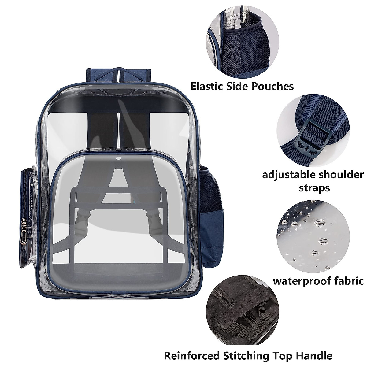 Pepypepy Clear Backpack,Waterproof Transparent Backpack,Heavy Duty PVC Clear Bag Perfect for Women Men(Blue)