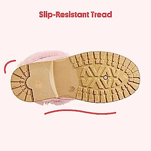 FabKids Girls Deer Cute Ankle Boots Fuzzy Non-Slip Chelsea Short Boots for Little Kid Pink Size 11