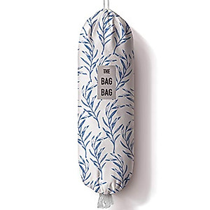 Tropical Leaves Grocery Bag Storage Holder, Grocery Shopping Bags Carrier,Plastic Bag Dispenser, Organizer Recycling Grocery Pocket Containers for Home and Kitchen,Gifts for Family 23x9 inch