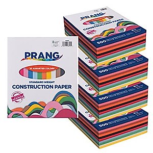 Prang (Formerly Art Street) Construction Paper, 10 Assorted Colors, Standard Weight, 9" x 12", 500 Sheets, 4 Count