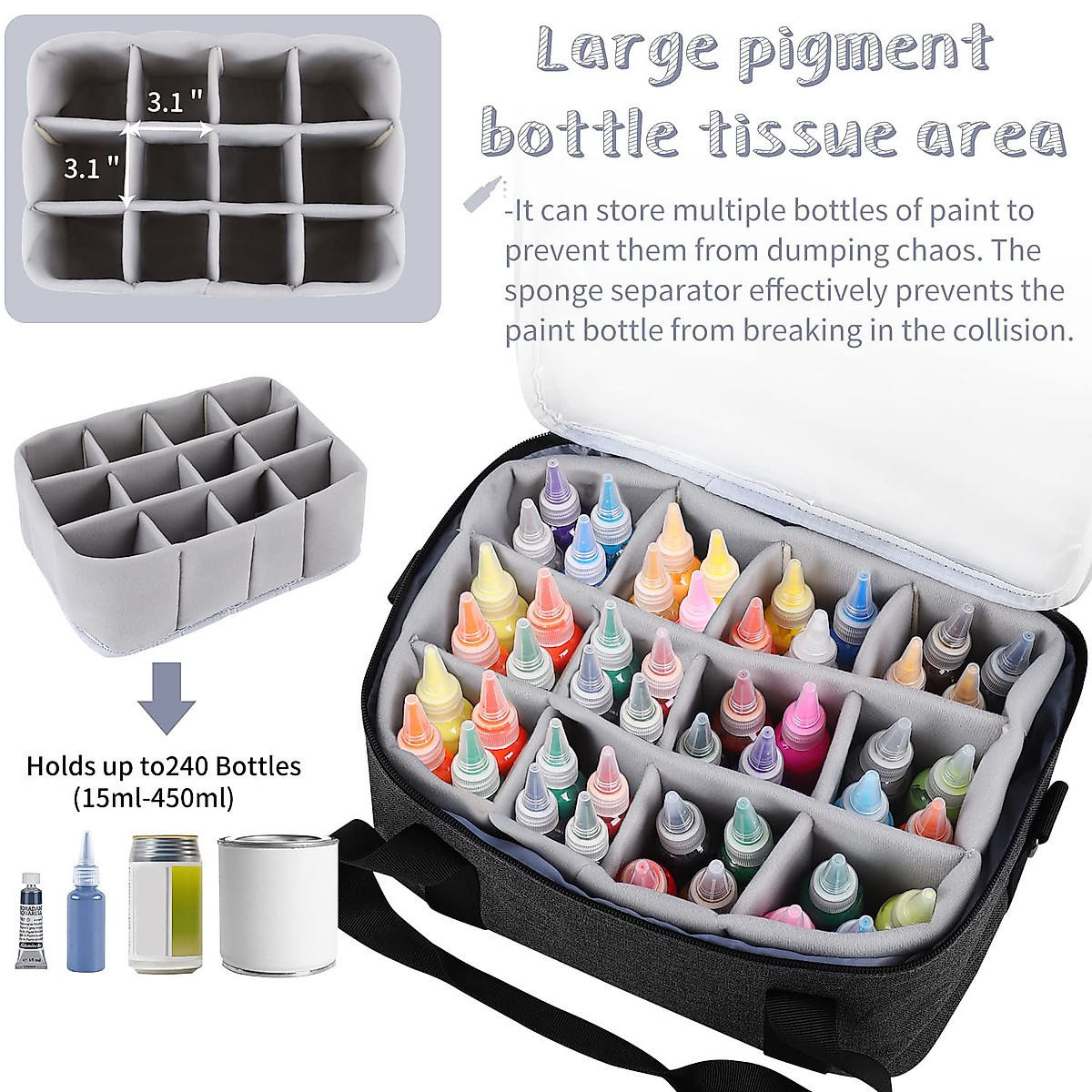 Yumt Paint Organizer Paint Brush Holder Acrylic Paint Storage Art & Craft Supply Storage Paint Bottle Organizer Professional Storage Display Organizer for Paintbrushes And Paint Tubes