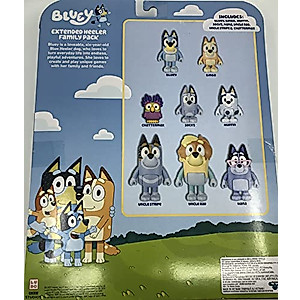 Bluey, Extended Heeler Family Pack, 2.5-3 inch Figures, Bingo, Socks, Muffin, Uncle Stripe, Uncle Rad, Nana and Chattermax, Preschool, Toys for Kids, Ages 3+