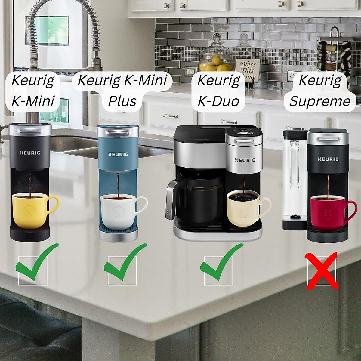 Keurig Mini Reusable K cup with Adapter - Durable And Easy To Use - Keurig Mini Plus Reusable K cup (Pack of 2 + Adapter)