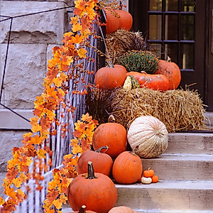 DIQMIAQ 2 Pack Fall Maple Leaf Garlands，5.9 FT/Pcs Autumn Hanging Fall Leave Vines for Home Garden Wedding Party Thanksgiving Dinner Fireplace Door Frame Doorway Backdrop Christmas Decor