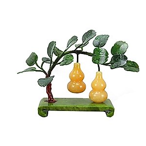 WXBDD Jade Fortune Feng Shui Gourd Potted Ornaments to Attract Wealth and Gather Wealth Living Room Wine Cabinet Decorations (Color : Gray, Size : 23 * 8 * 30cm)