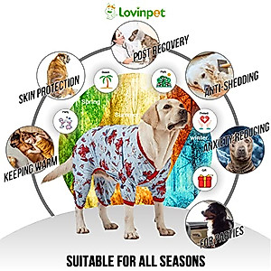 LovinPet Giant Big Dog Pajamas, Rabbit and Wild Horse Print, Lightweight Stretchy Pullover Dog Jammies, Full Coverage Large Breed Dog Onesie, Pet PJ's/Large