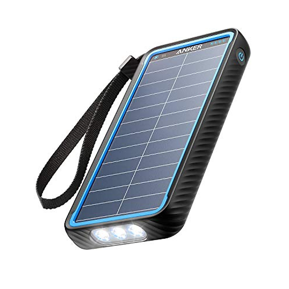Anker PowerCore Solar 10000, 15W Power Bank 10,000 mAh with Dual Ports, Flashlight, IP64 Splash Proof and Dustproof for Outdoor Activities, Compatible with Smartphones and Other Devices