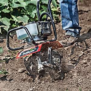 Earthquake 31452 MAC Tiller Cultivator, Powerful 33cc 2-Cycle Viper Engine, Gear Drive Transmission, Lightweight, Easy to Carry, 5-Year Warranty, Red