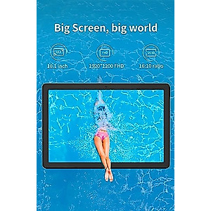 VNEIMQN 10 inch Tablet, Android 12 Tablet, 10.1”, 1080p Full HD, 8GB RAM/128GB ROM/8-Core CPU, 1TB Expand, 8000mAh, 5MP front/13MP Back Camera, WiFi 6, GPS, 1920 * 1200 Display, Bluetooth 5.0
