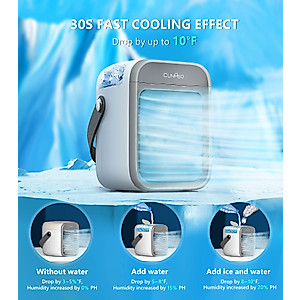 Portable Air Conditioners, Anti-Leak Personal Mini Air Conditioner Fan, Rechargeable USB Evaporative Air Cooler With 3-Speed Mode LED Light,Quiet Desktop Cooler for small Room Office Camping Car