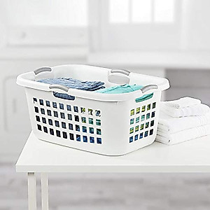 Sterilite 12168006 2 Bushel 71L Ultra Laundry Basket, White w/Titanium handles, 6 pack