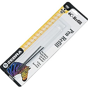 Zebra 4C Ink Pen Refill, 0.7mm Fine Point, Black Ink (2-Pack)