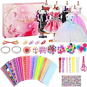 Little Brown Box 400PCS Fashion Designer Kits for Girls with 3 Mannequins Creativity DIY Craft Kits for Kids 8-12 Sewing Kit Barbie Doll Clothes Girls Birthday Gifts