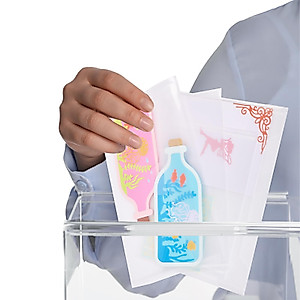 GLOBLELAND 60 Pcs Clear Stamp and Die Storage Bag Pockets 6 Size Plastic Storage Pocket Plastic Stamp Seal Storage Envelopes Case for DIY Paper Card Scrapbooking Craft