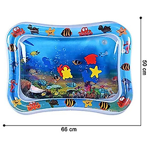 TummyTimeFun, Infant Inflatable Water Play Mat (26 x 20 Inches) - Tummy Time Educational and Sensory Stimulation for Toddlers - Indoor Activity Play-mat Center with Sea Animal Prints Easy to Inflate
