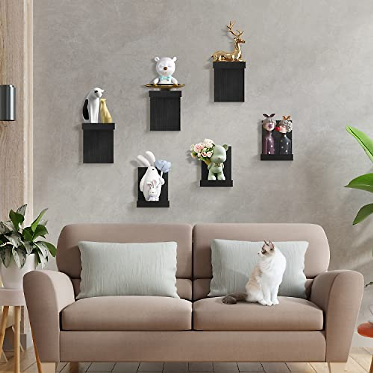 GDYUS Floating Shelves, Wood Small Floating Shelf Wall Mounted, Hanging Display Shelves Set of 3, Wall Shelf for Bedroom Living Room Bathroom Office Decoration