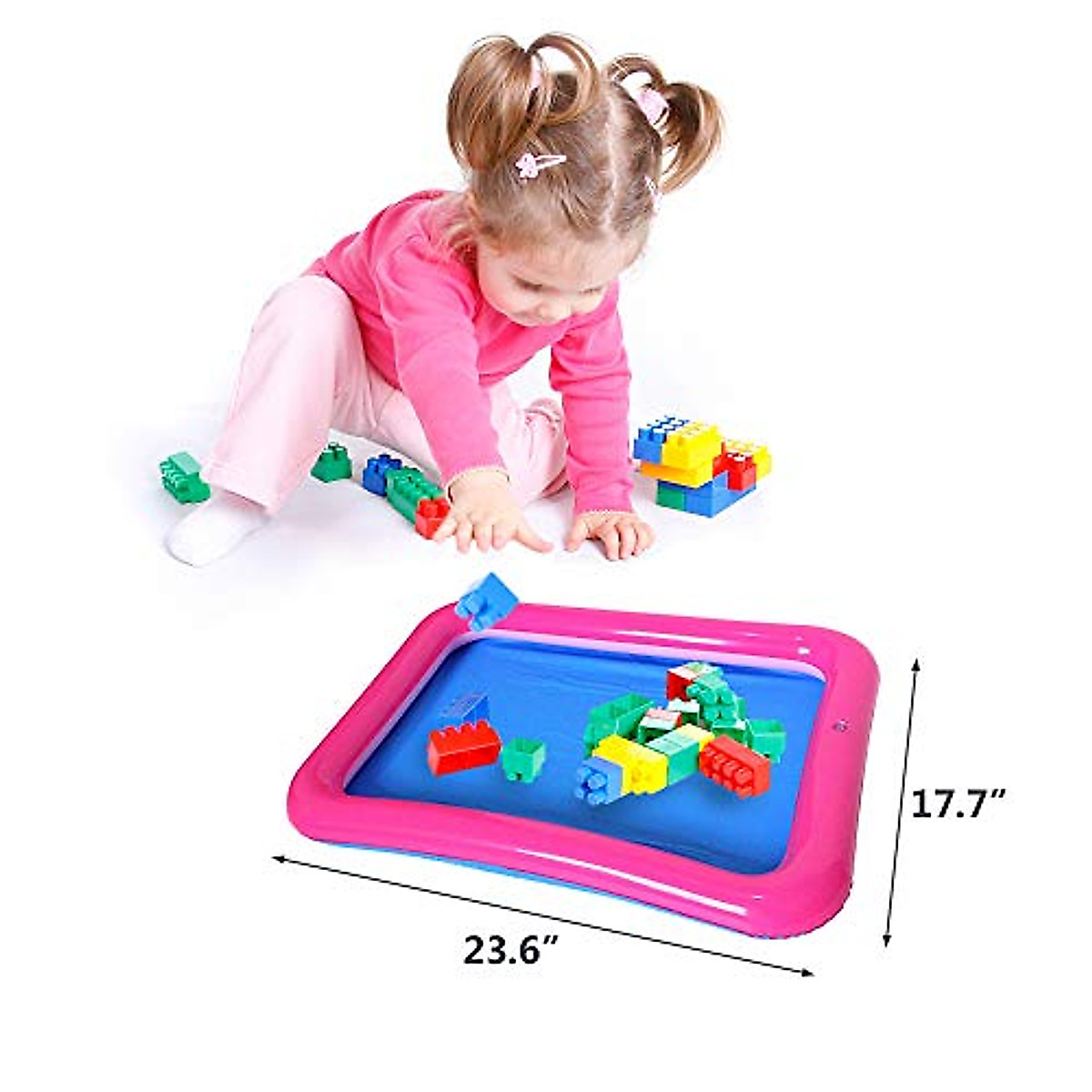 Topwon Inflatable Sand for Kids/Sand Tray/Sand Molds/Inflatable Sand/Portable Sand Tray /Sand Tray Lid (23.6×17.7Inch, Random Color)