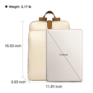 CLUCI Womens Backpack Purse Genuine Leather 15.6 Inch Laptop Vintage Travel Large Business College Shoulder Bag Vintage Yellow