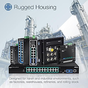 TRENDnet 5-Port Hardened Industrial Unmanaged Gigabit Switch, TI-PG50, 10/100/1000Mbps, DIN-Rail Switch, 4 x Gigabit PoE+ Ports, 1 x Gigabit Port, Gigabit Ethernet Network Switch, Lifetime Protection