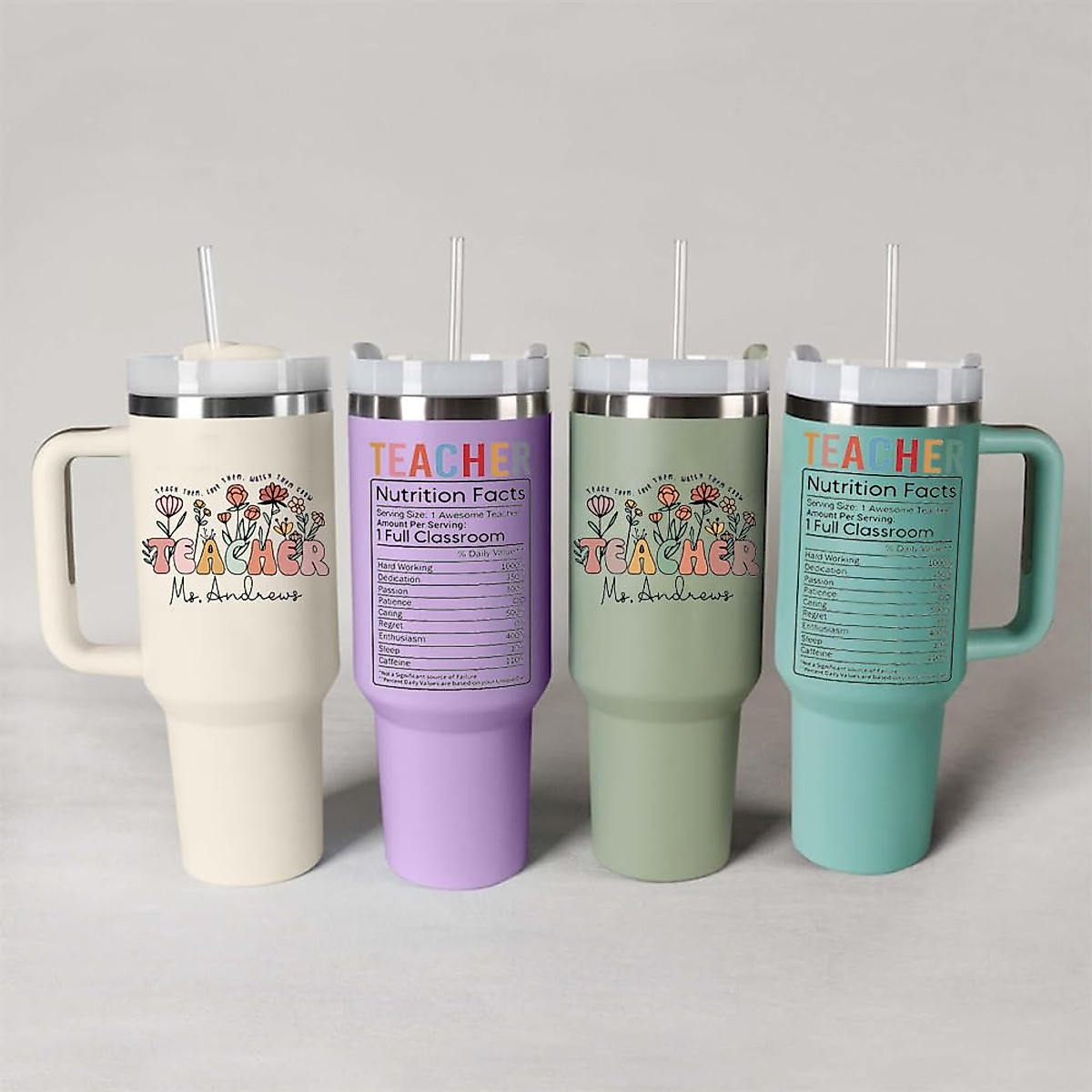 Personalized Teacher Tumbler With Name, Personalized Teacher 40oz Tumbler, Cute Tumbler For Teacher, Teacher Gift, Teacher Week, Back to School Gift, Thank You Gift Teacher 1