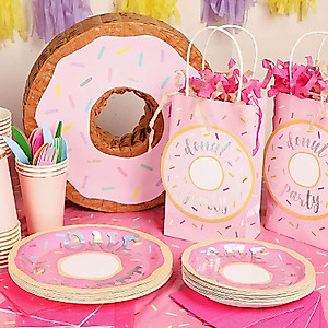 BLUE PANDA Donut Birthday Party Favor Bags (5.25 x 9 x 3.15 Inches, 24 Pack)