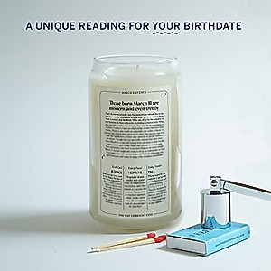Birthdate Candles, March 11 - Pisces Zodiac Scented Candles Birthday Gift - Jasmine, Cedarwood & Thyme Scent - All-Natural Soy & Coconut Wax, 60-80 Hour Burn Time - Made in USA