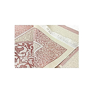 Muslim Prayer Rug and Prayer Beads with Elegant Gift Box | Janamaz | Sajadah | Soft Islamic Prayer Rug | Islamic Gifts Set | Prayer Carpet Mat, Taffeta Fabric, Pink