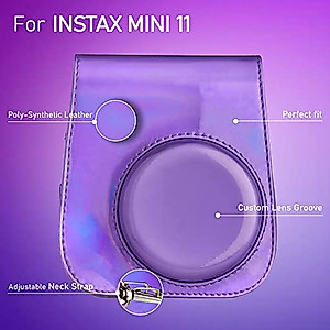 Fujifilm Instax Mini 11 Instant Film Camera, Fuji Instax Mini Film 10 Sheets, Color Frames for Mini Prints, Gift Bundle (Purple - 2)