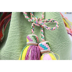 Mint Green Wayuu Mochila Bag - Large Crochet Crossbody Purse